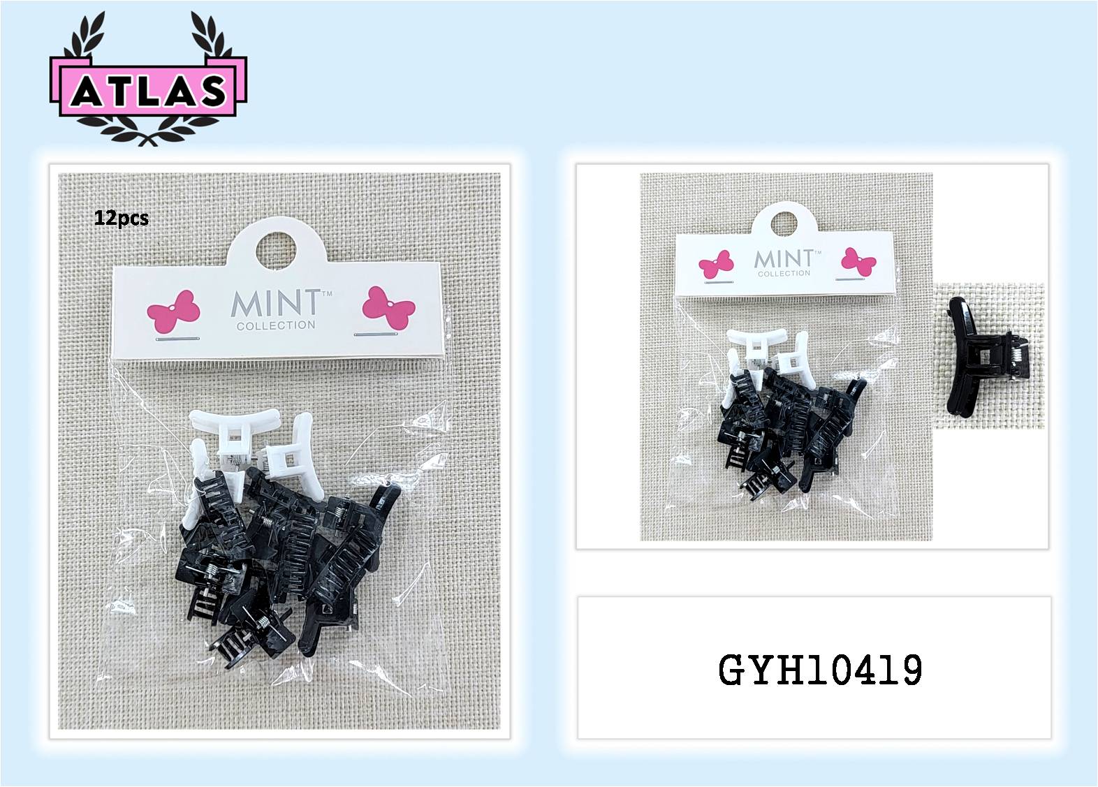 GYH10419 - Mini Black & White Claw Clips – Atlas Fashion